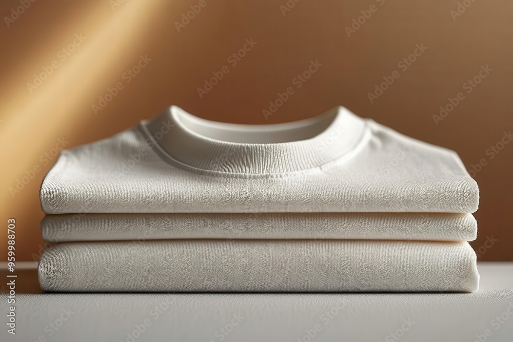 minimalist white tshirt floating against a clean studio background ...