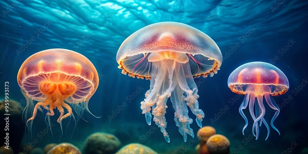 Three types of jellyfish at different lifecycle stages from newly ...