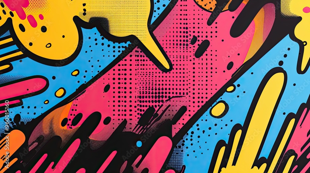 Retro-inspired wallpaper with abstract teardrops neon colors and bold ...