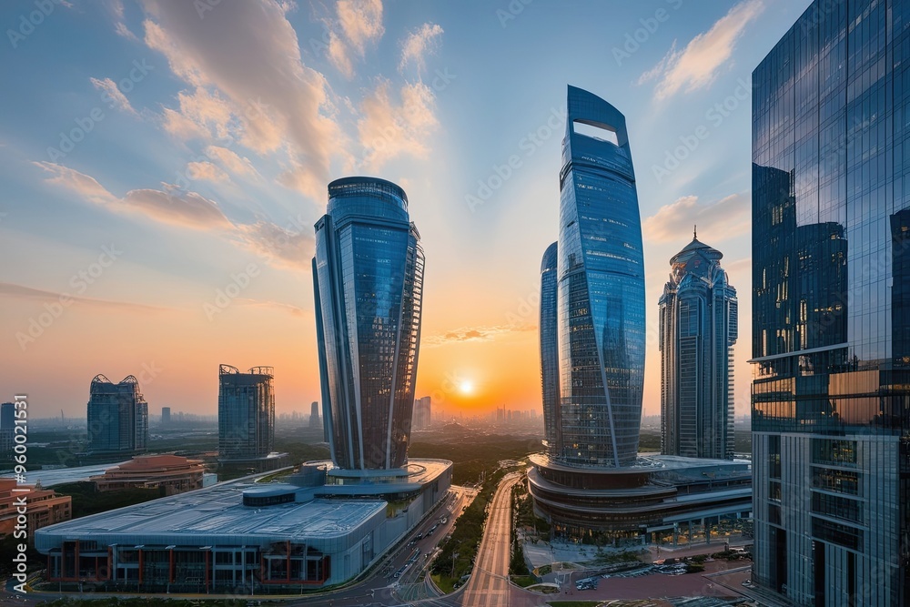 Dynamic Urban Architecture in a Smart Economic Hub Featuring Stunning ...