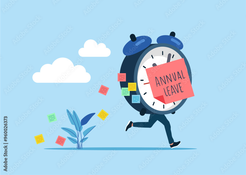 Funny running clock instead of body. Annual leave or day off to rest ...