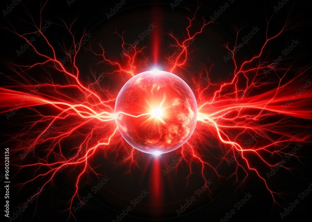 A high-contrast image of a cathode glowing bright red, set against a ...