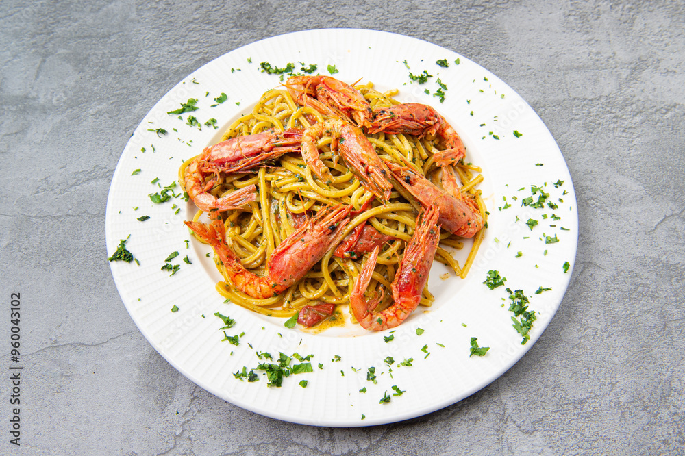 Tonnarello pasta con Gamberi rossi di Mazzara del Vallo is a typical ...