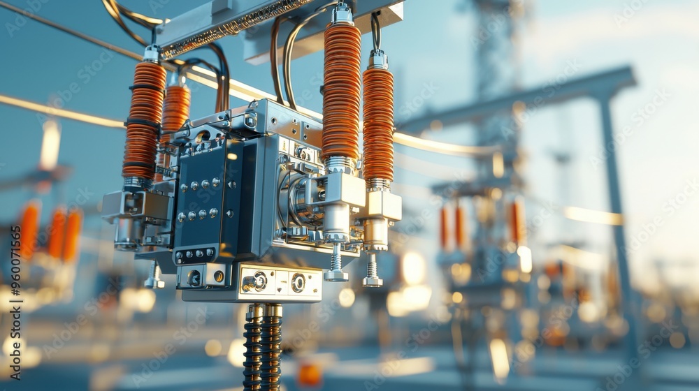 High-voltage gas insulated transmission lines in a modern substation ...