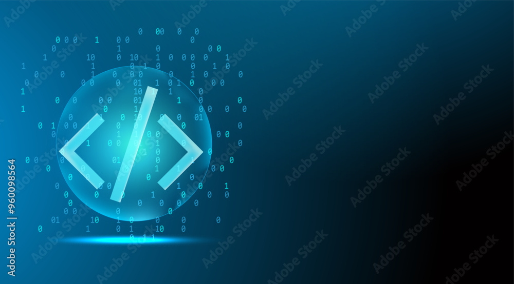 Coding Background With Binary Number Programming Code Developer Web And Software Vector 7682