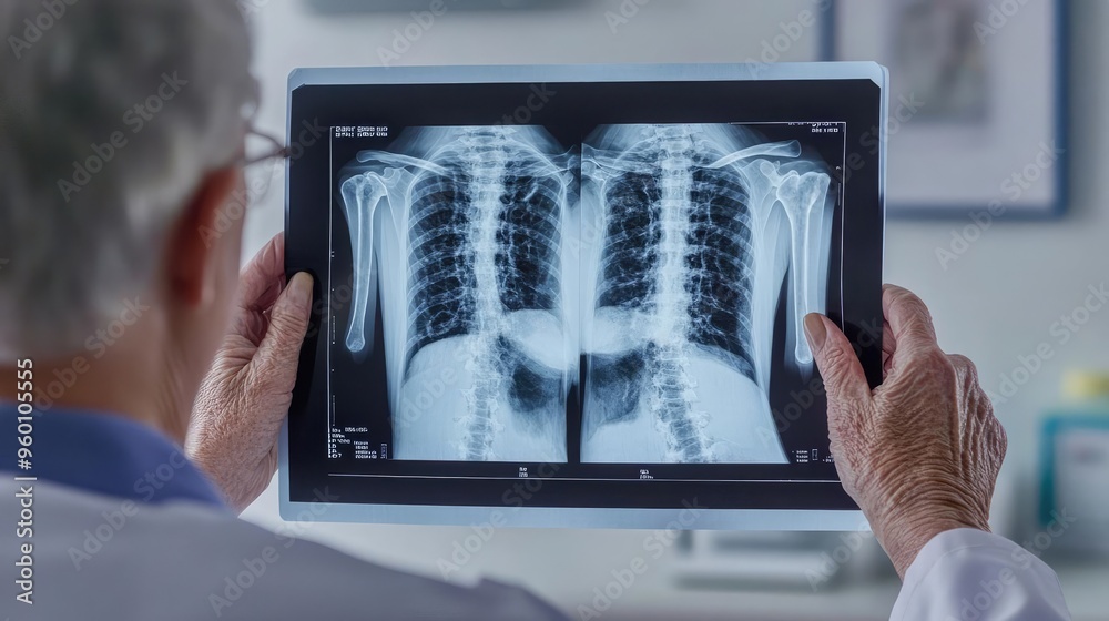 Foto de Elderly person examining an X-ray of their bone structure ...