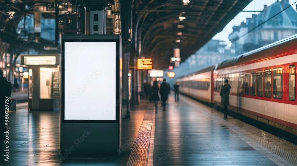 Mockup. Lightbox vertical billboard with blank digital screen on a ...
