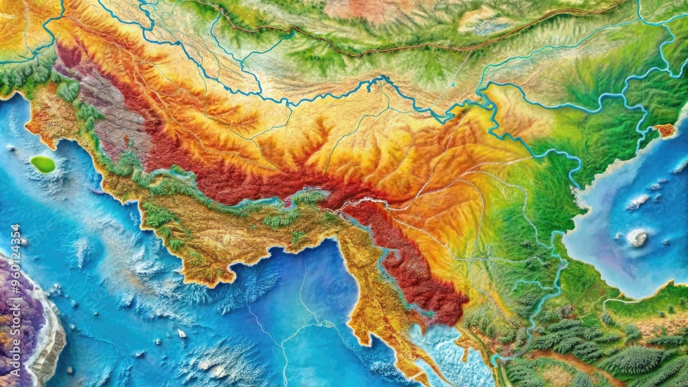 Vibrant colored world map highlighting Nepal's geographical boundaries ...
