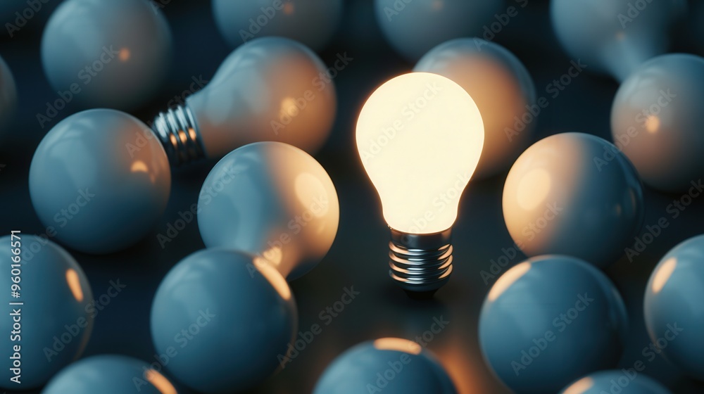 Illuminated Bulb Among Shadows, a striking visual representation of ...