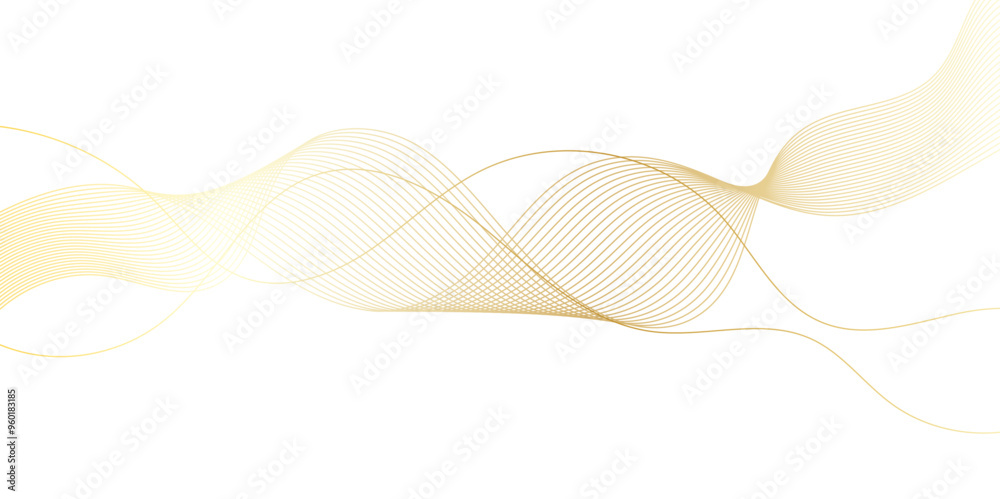 Abstract golden wave dynamic curve lines on transparent background with ...