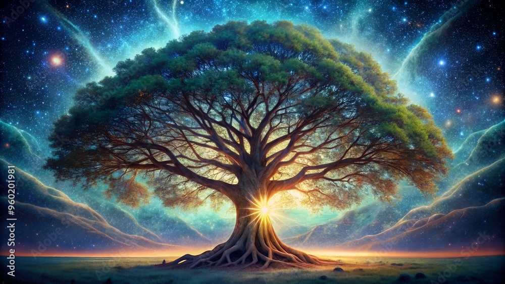 Sacred Spiritual Tree of Starlight Representing Soul Memories. Perfect ...