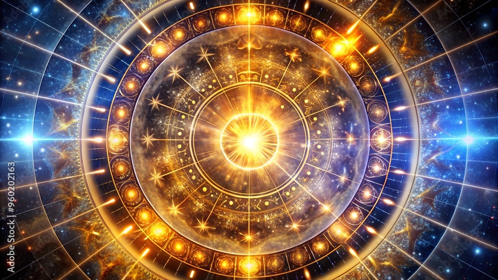 Spinning Wheel of Light Engraved with Ancient Symbols of Destiny ...