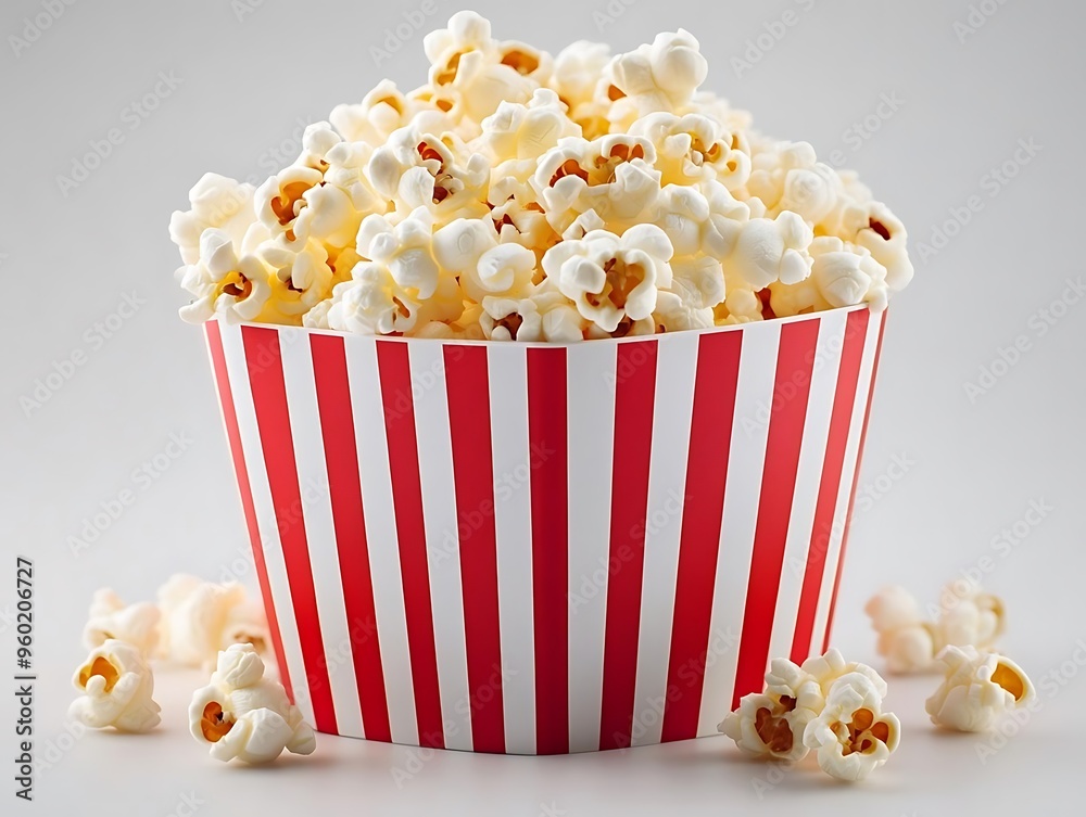 Red and White Striped Popcorn Bucket Photo - Buttery Popcorn, Movie ...