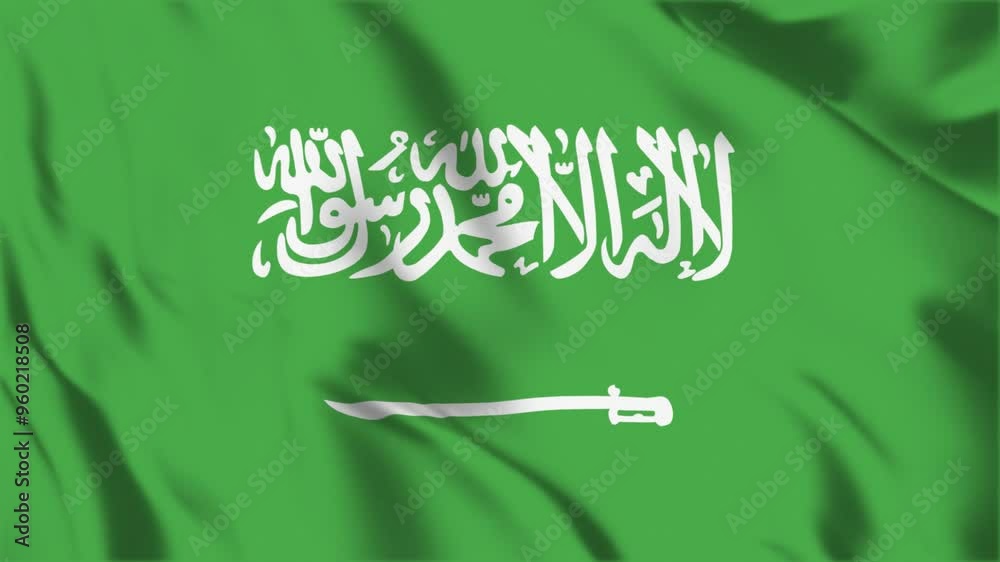 Saudi Arabia flag seamless loop animation. The National flag of Saudi ...