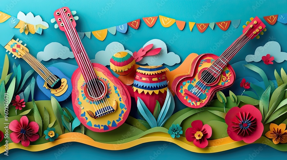 37. A 3D paper art representation of Mexican traditional music ...