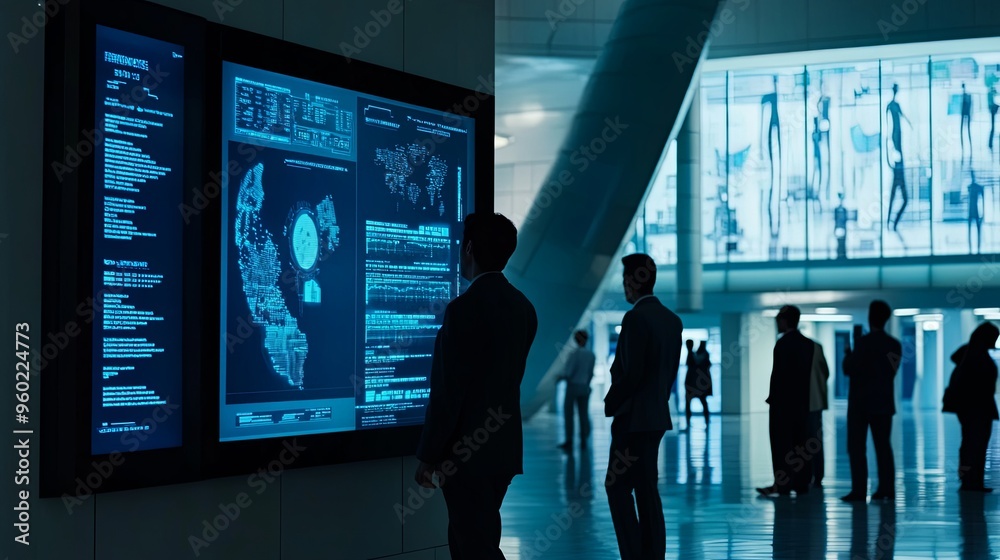 Modern business center with a digital marketing dashboard displayed on ...