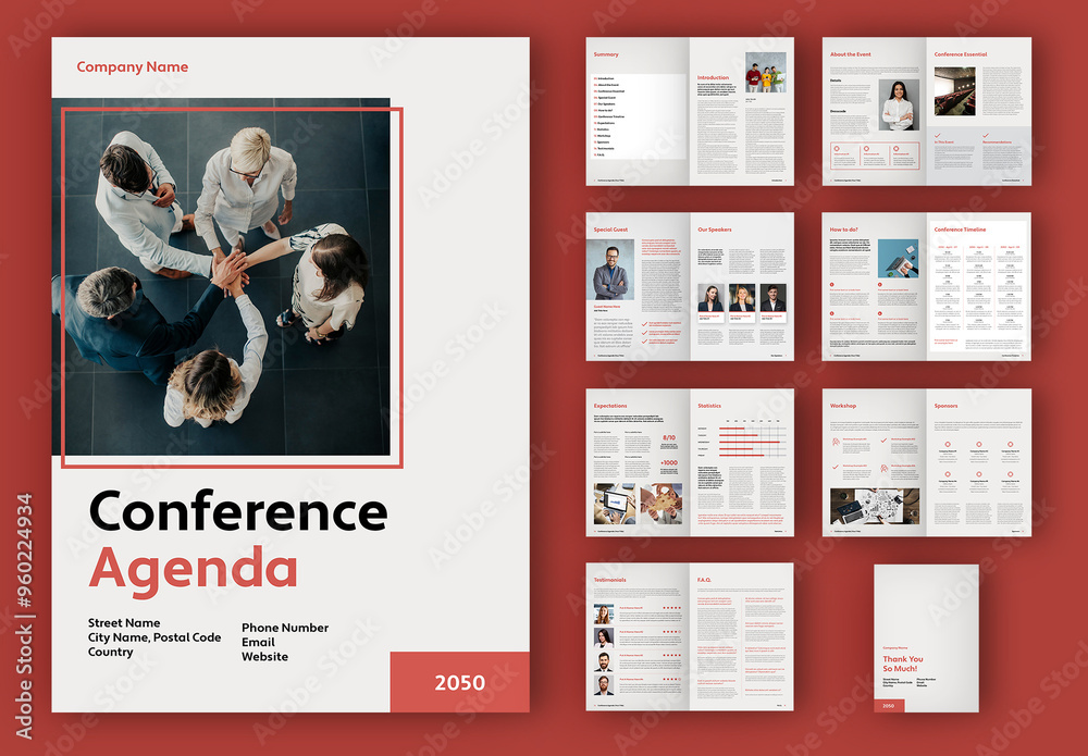 Conference Agenda Template Layout Stock Template | Adobe Stock
