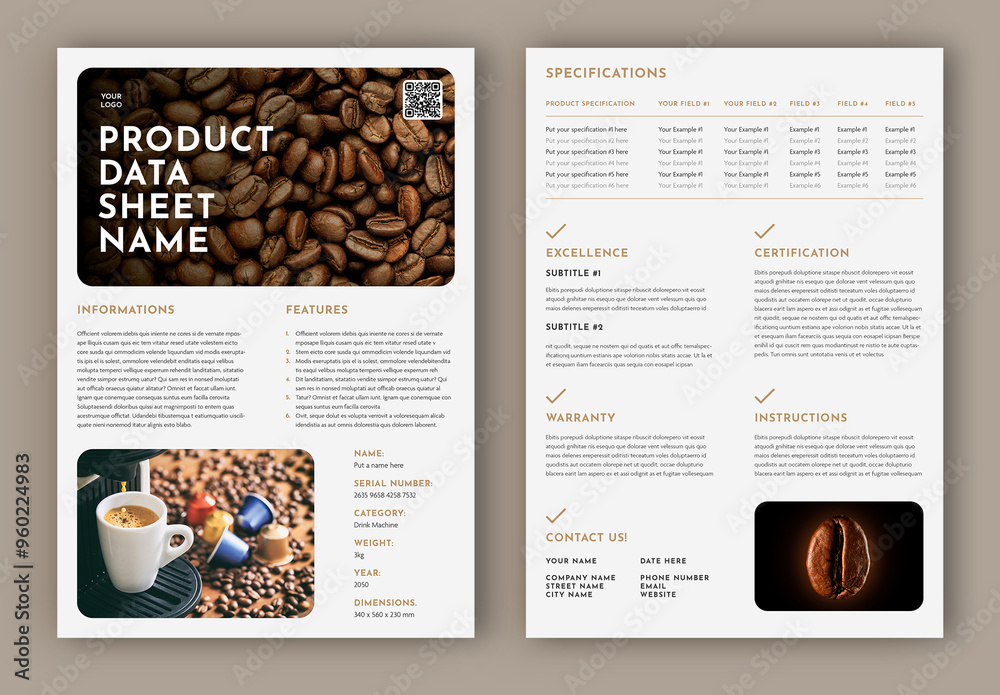 Product Data Sheet Layout Stock Template | Adobe Stock