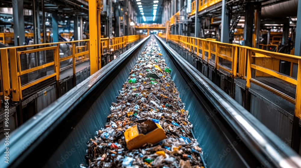 RDF Conveyor Belt, A conveyor belt moves refuse-derived fuel in a ...