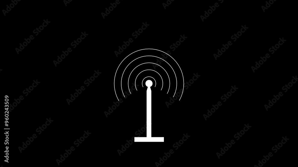 Radio wave tower connective network and signal waves , Expanding arc ...