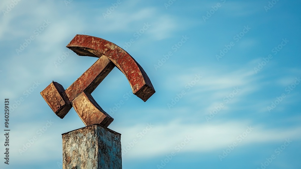 Soviet-era monument with a hammer and sickle, symbolizing Russia's ...