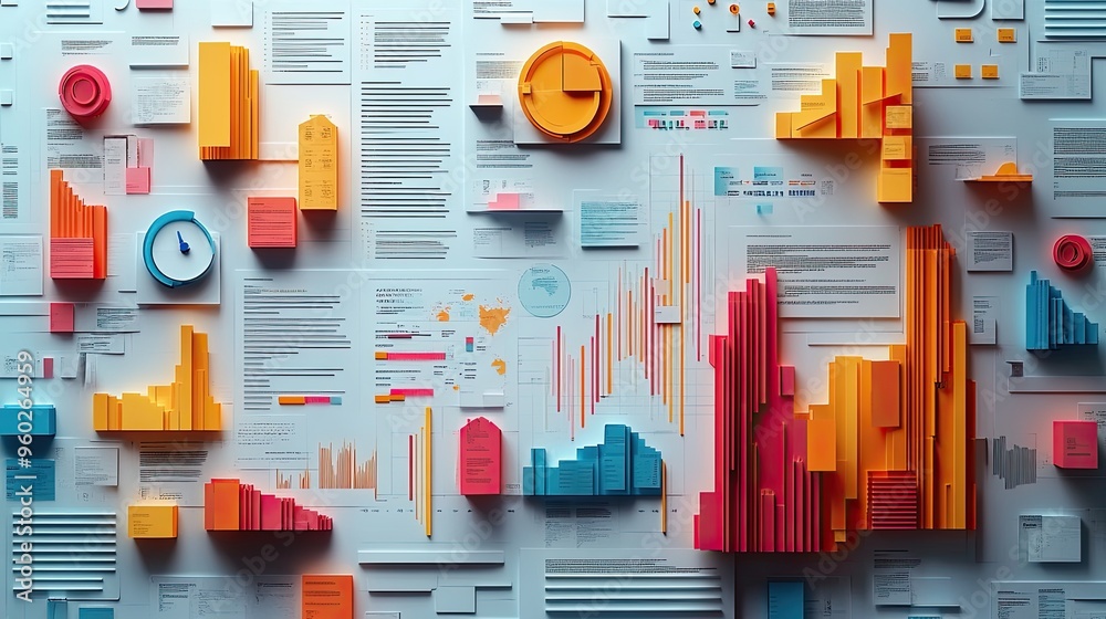 18. A detailed 3D paper cut art of a business plan dashboard, with ...