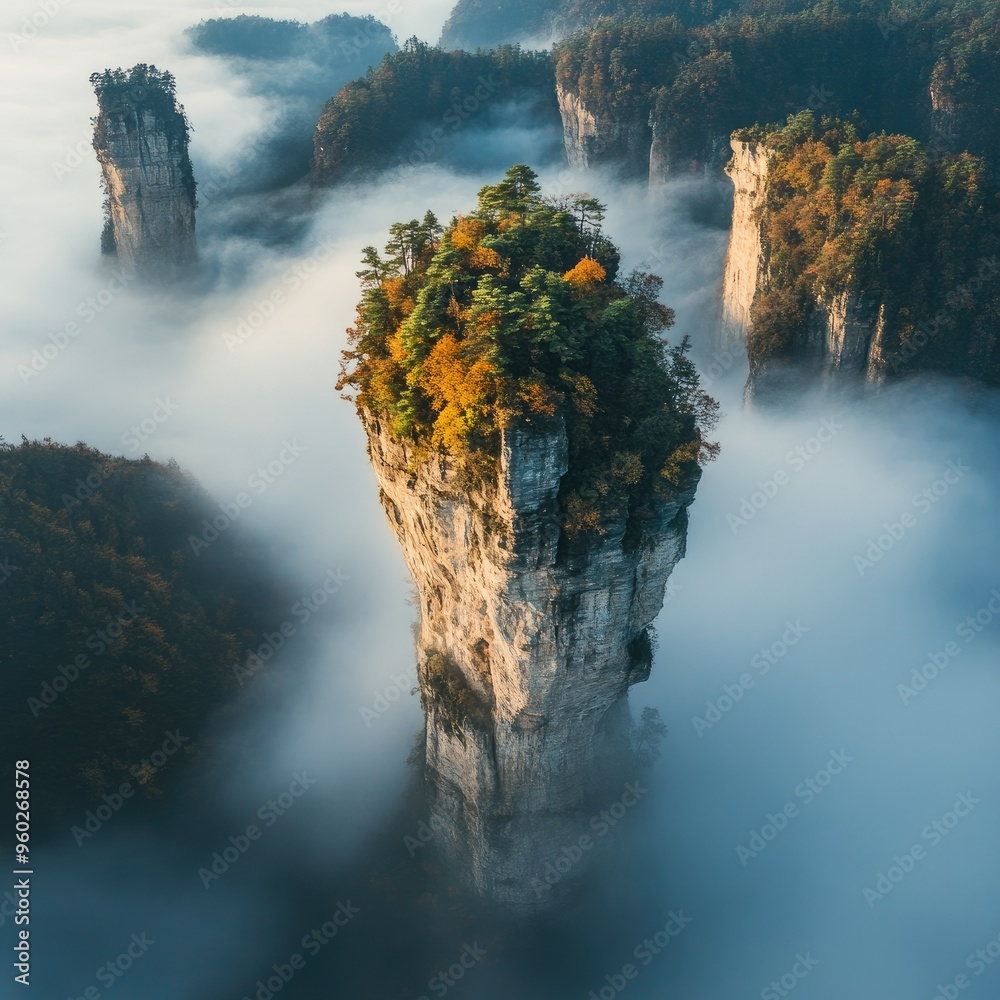 The famous Avatar Hallelujah Mountain in Zhangjiajie, with its surreal ...