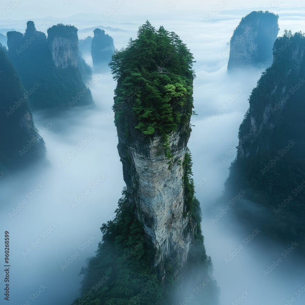 The famous Avatar Hallelujah Mountain in Zhangjiajie, with its surreal ...