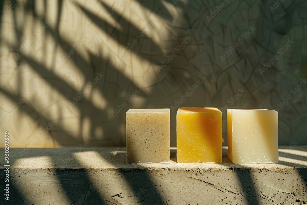 Foto de Natural Handmade Soap Bars in Sunlit Setting - Eco-Friendly ...