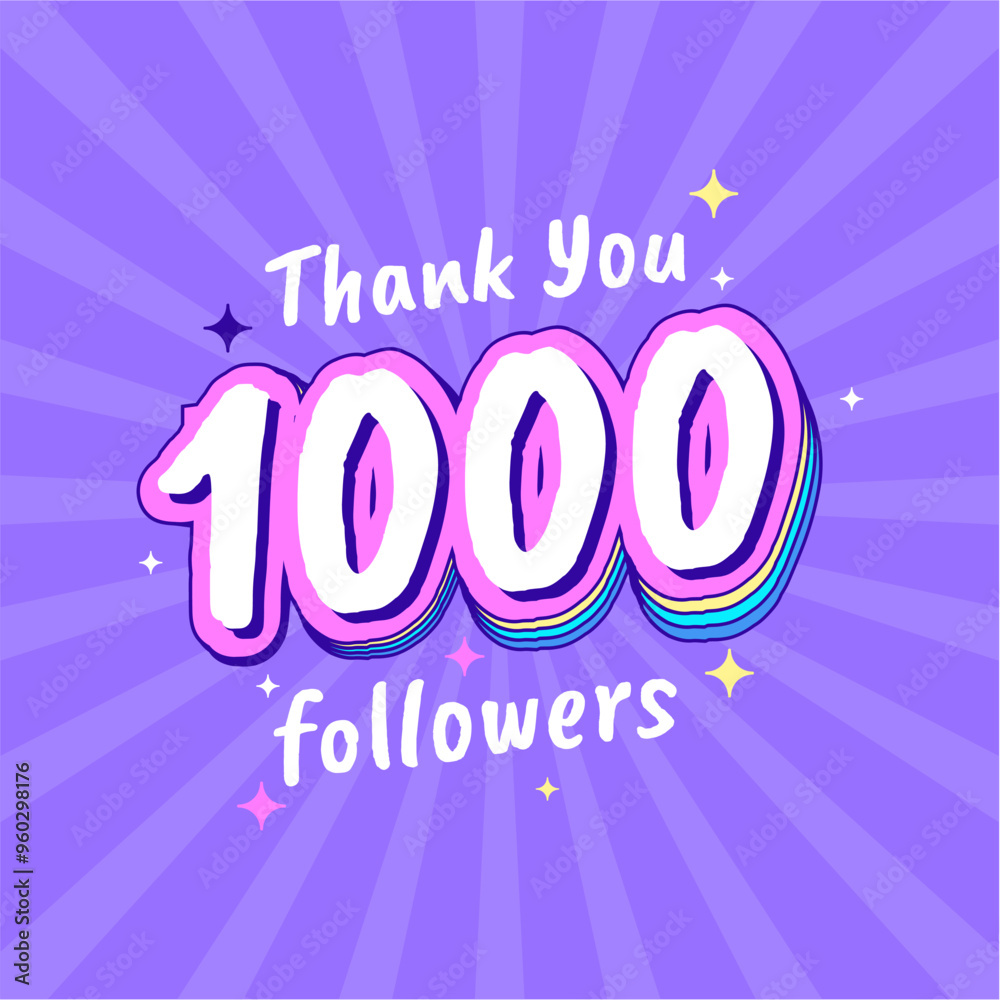 Thank you 1k follower poster design Stock Vector | Adobe Stock