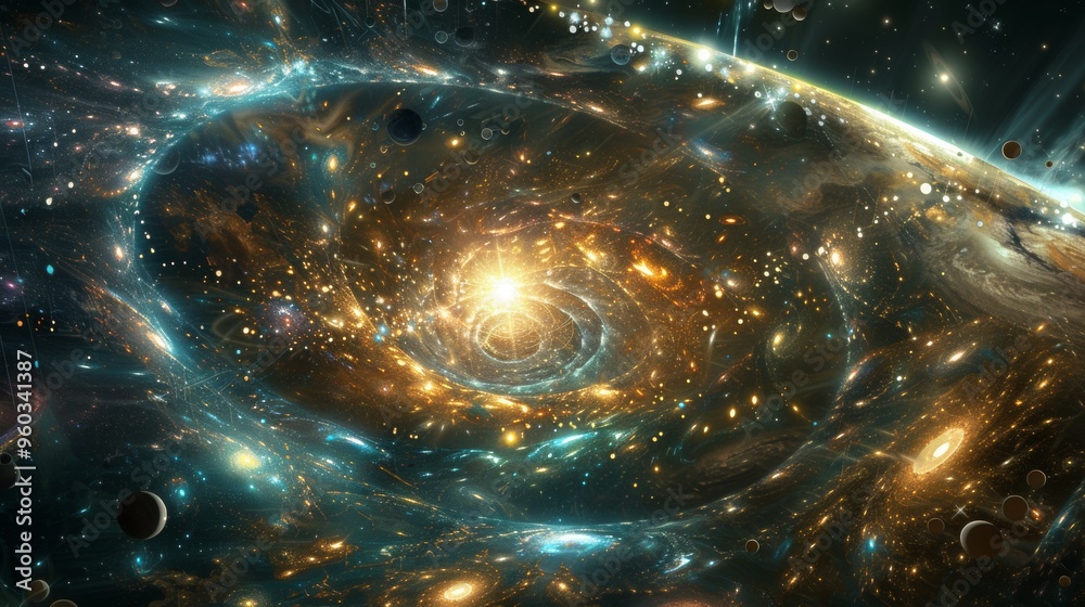 Mythical 3D image of universe with astrology transits as if the ...