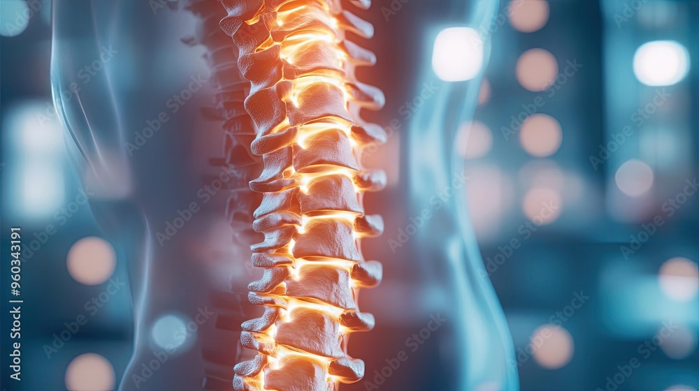 Photo An illuminated human spine anatomical illustration showcasing ...