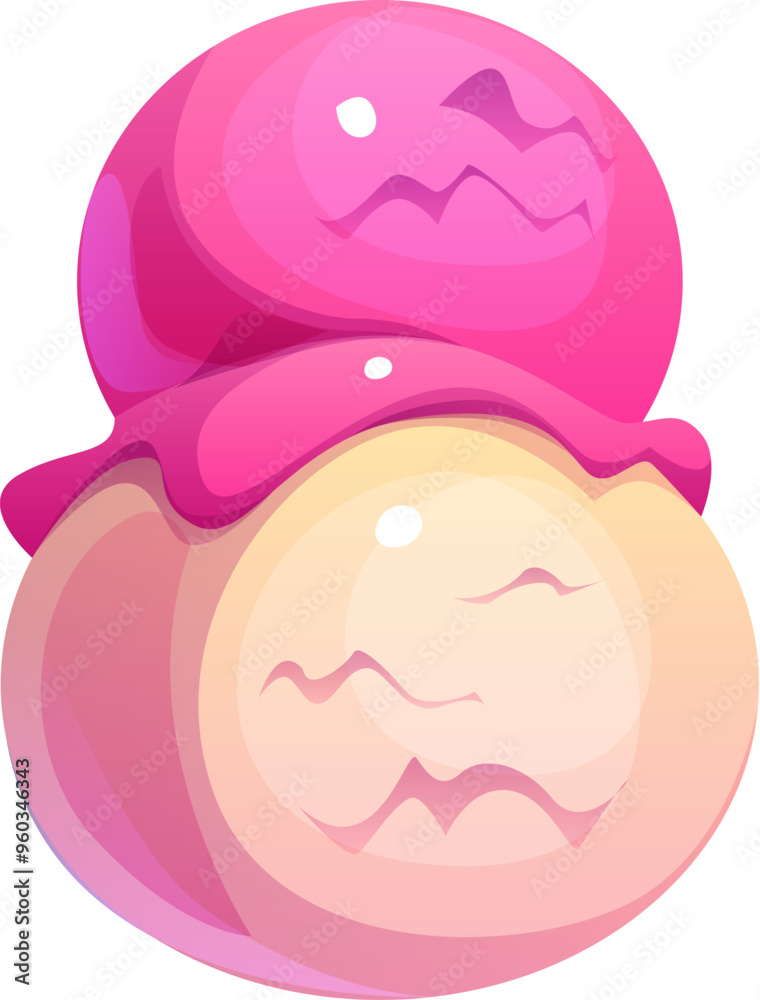 Cartoon number eight made of ice cream scoops in pink and creamy colors ...