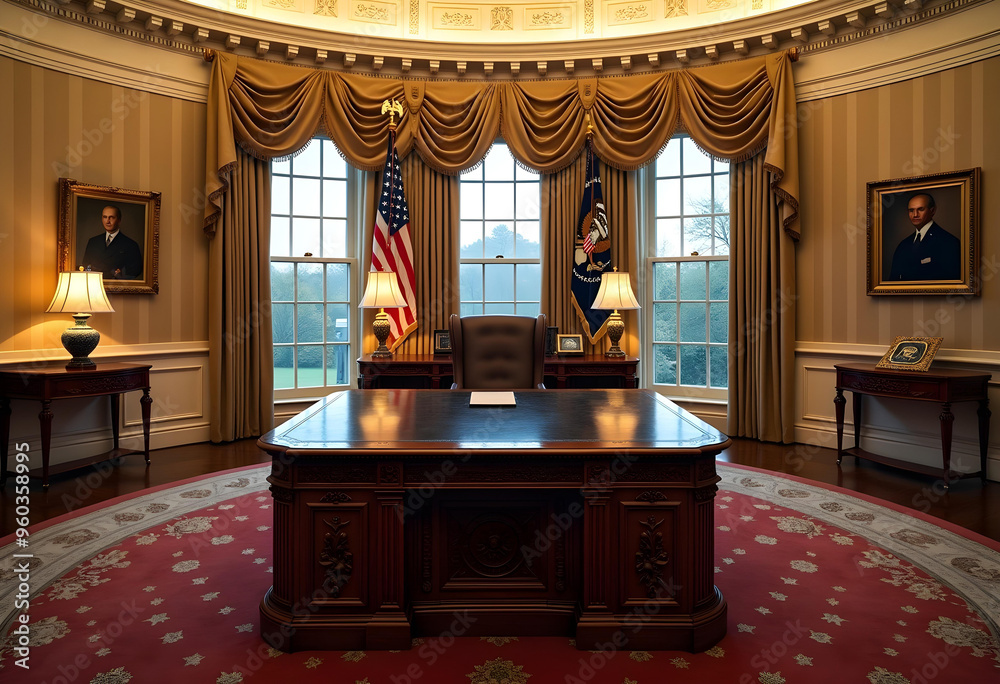Oval Office, Resolute Oval Office, Resolute Desk, White House ...