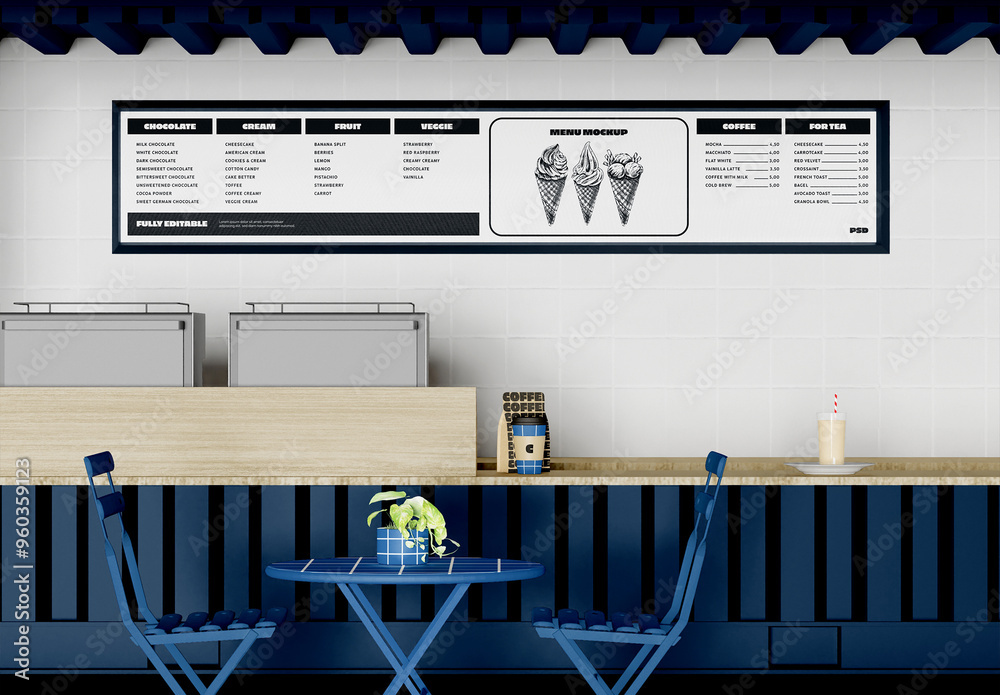 Wall Menu Design Mockup Stock Template | Adobe Stock
