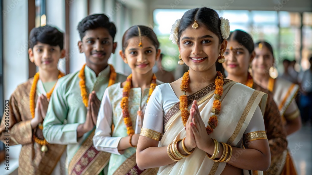 Indian student participating in a cultural festival at school ...