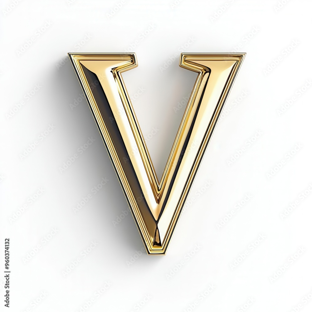 Stylish golden letter V on a clean background, perfect for luxury ...