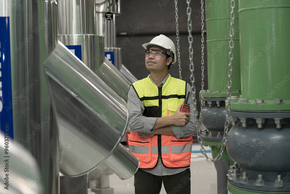engineer man or worker, people working in industry factory. Chiller ...