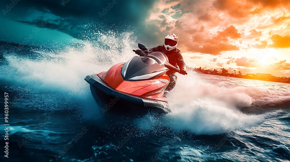 Riptide Rush: High-Energy Jet Ski Adventure on Vibrant Ocean - Premium ...