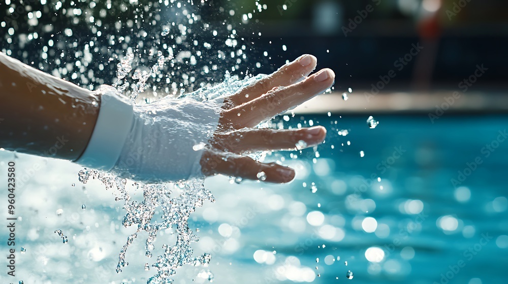 Dynamic Swim Start - Close-up of Swimmer's Hand Pushing Off in White ...