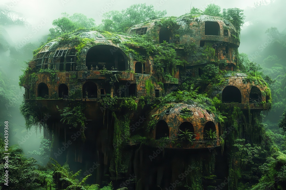 futuristic african tribal building in postapocalyptic setting blend of ...
