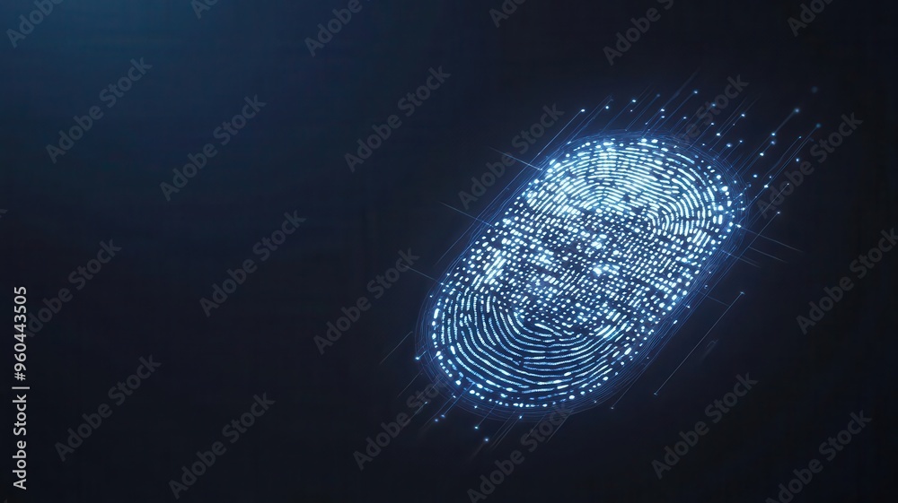 Fingerprint morphing into a QR code, representing digital ...