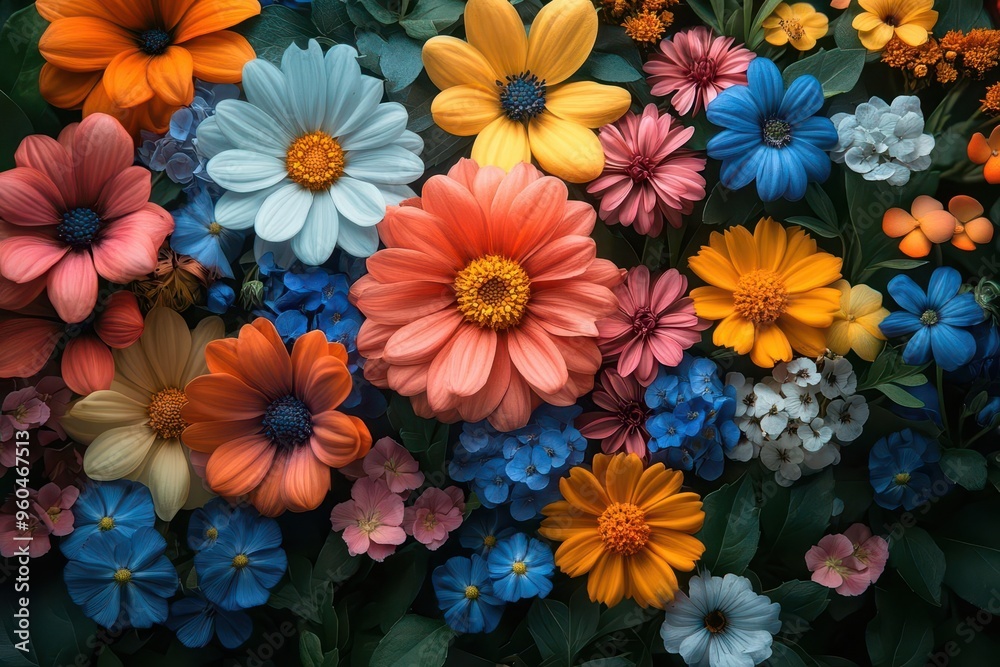 timelapse composite of a blooming flower garden various stages of ...