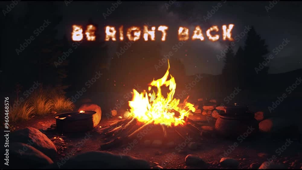 Be Right Back ANIMATED Virtual Background | Cosy Campfire at Night with ...
