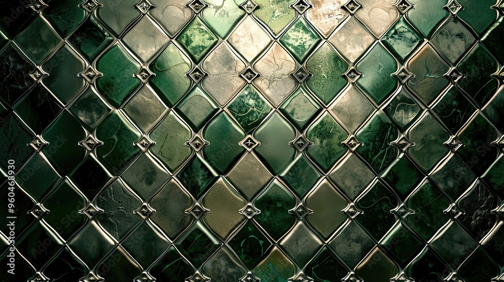 Lattice patterns in silver with green gradient fades and textured ...