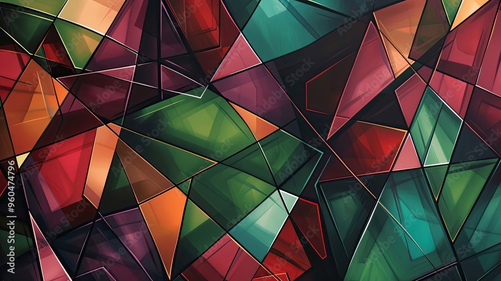 Cubist wallpaper with intersecting lines and jewel tones like emerald ...