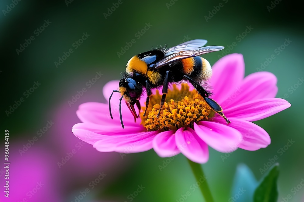 Flowers and insects, delicate blooms, busy pollinators create a ...