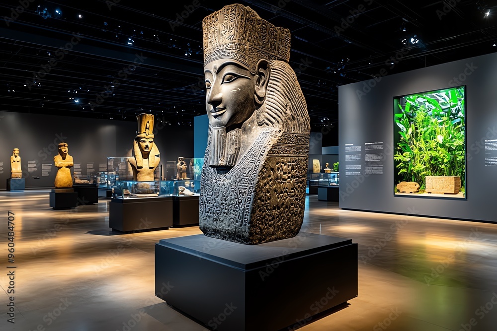 History museum exhibit on ancient Mesopotamia with cuneiform tablets ...