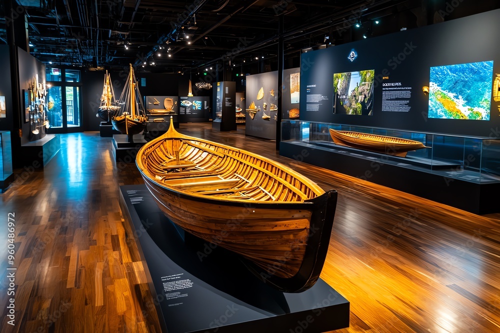 History museum themed exhibit on exploration and discovery, captured in ...