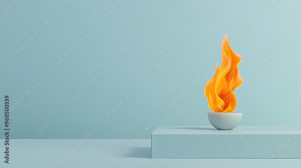 Realistic fire flames animated with vivid colors on a bright white ...